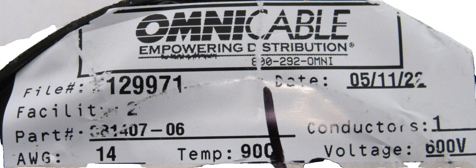 NEW OMNI CABLE C81407-06 CABLE 500' 14AWG 600V C8140706 - SB Industrial ...