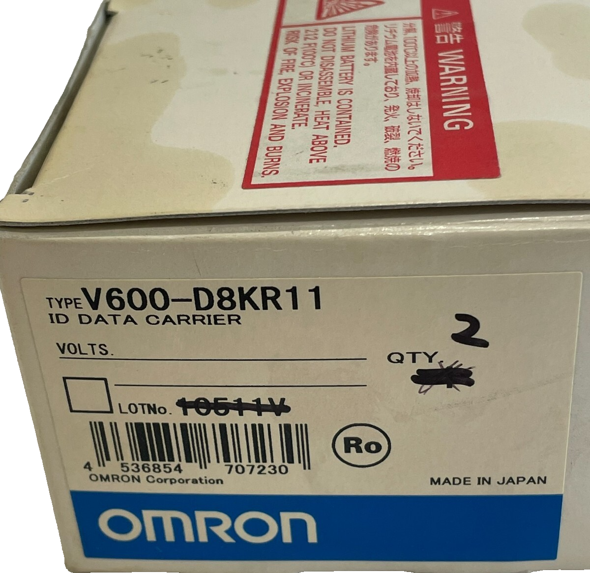 NEW OMRON V600-D8KR11 8K BYTE SRAM V600D8KR11 2 COUNT - SB Industrial ...