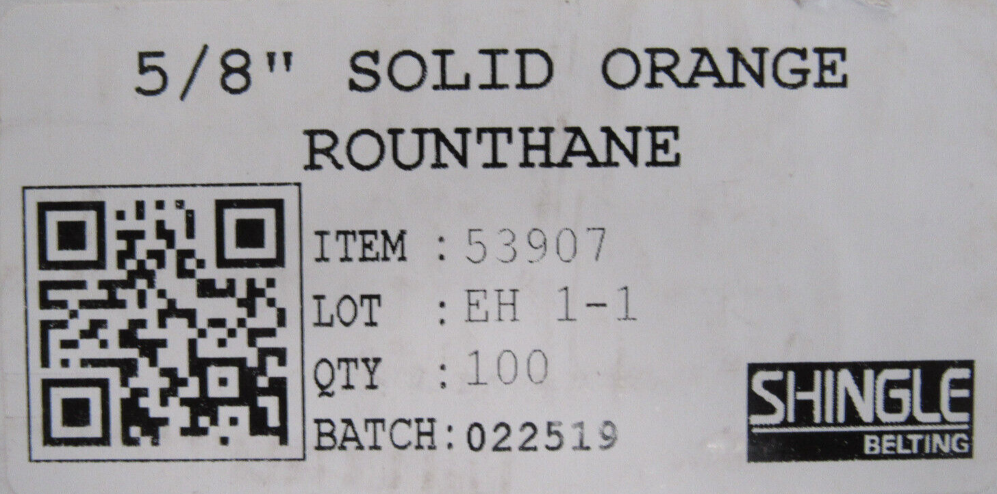 NEW SHINGLE 53907 5/8" SOLID ORANGE ROUNTHANE 100' - SB Industrial ...