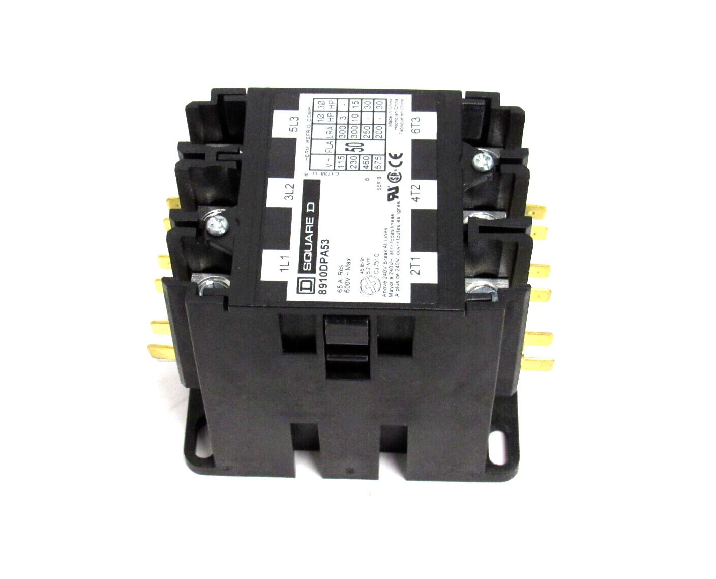 NEW SQUARE D 8910DPA53V09 CONTACTOR SER.B 08073 3 POLE 208-240V-60HZ ...