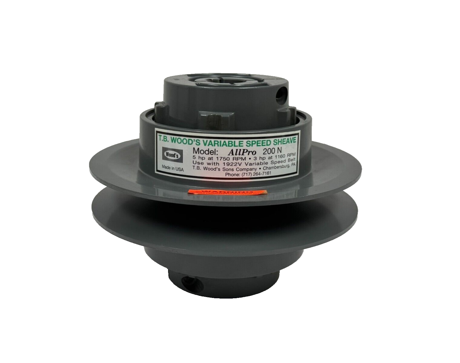 NEW T.B. WOODS AP200NX1-1/8 VARIABLE SPEED SHEAVE 5HP/1750RPM ALLPRO ...