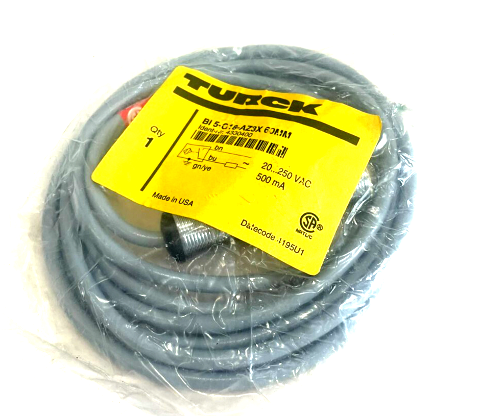 NEW TURCK BI5-G18-AZ3X 60MM PROXIMITY SENSOR T4330400 BI5G18AZ3X60MM ...
