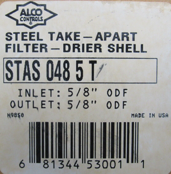 NEW ALCO CONTROLS STAS-485T TAKE-APART FILTER DRYER STAS485T - SB ...