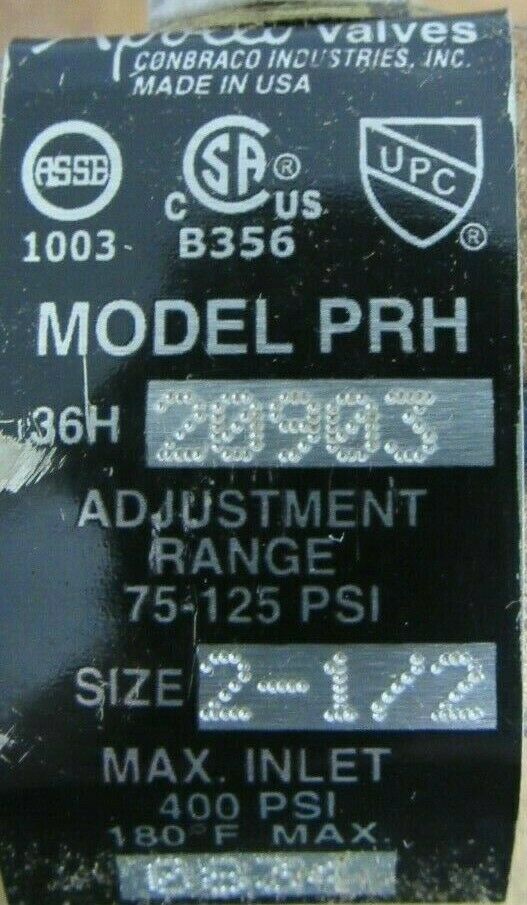 NEW APOLLO VALVES 36H-209-03 PRESSURE REDUCING VALVE 2-1/2" PRH-TH212 ...