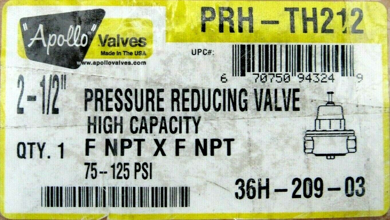 NEW APOLLO VALVES 36H-209-03 PRESSURE REDUCING VALVE 2-1/2" PRH-TH212 ...