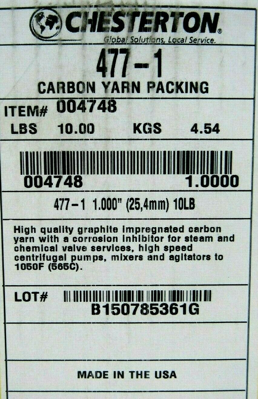 NEW CHESTERTON 477-1 CARBON YARN PACKING 004748 1" 4771 - SB Industrial ...