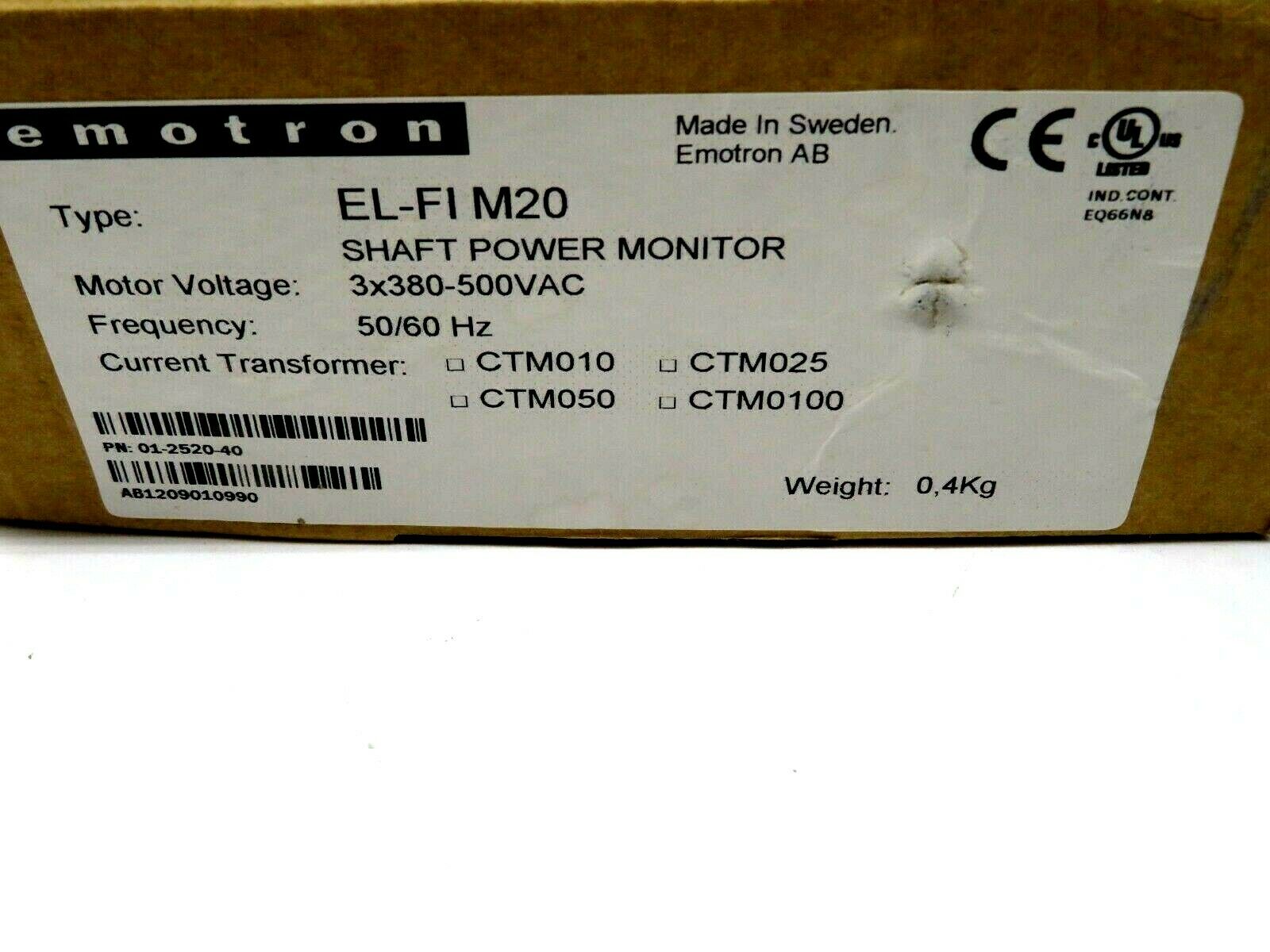 NEW EMOTRON EL-FI-M20 SHAFT POWER MONITOR 3X380-500VAC 50/60 HZ ELFIM20 ...