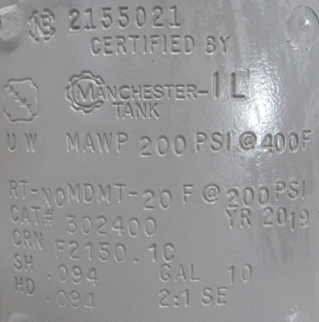 NEW MANCHESTER TANK 302400 VERTICAL AIR TANK 10 GAL. - SB Industrial ...