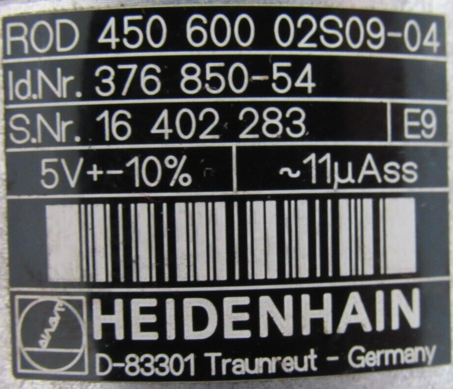 USED HEIDENHAIN 376850-54 ROTARY ENCODER ROD 450 600 02S09-04 37685054 ...