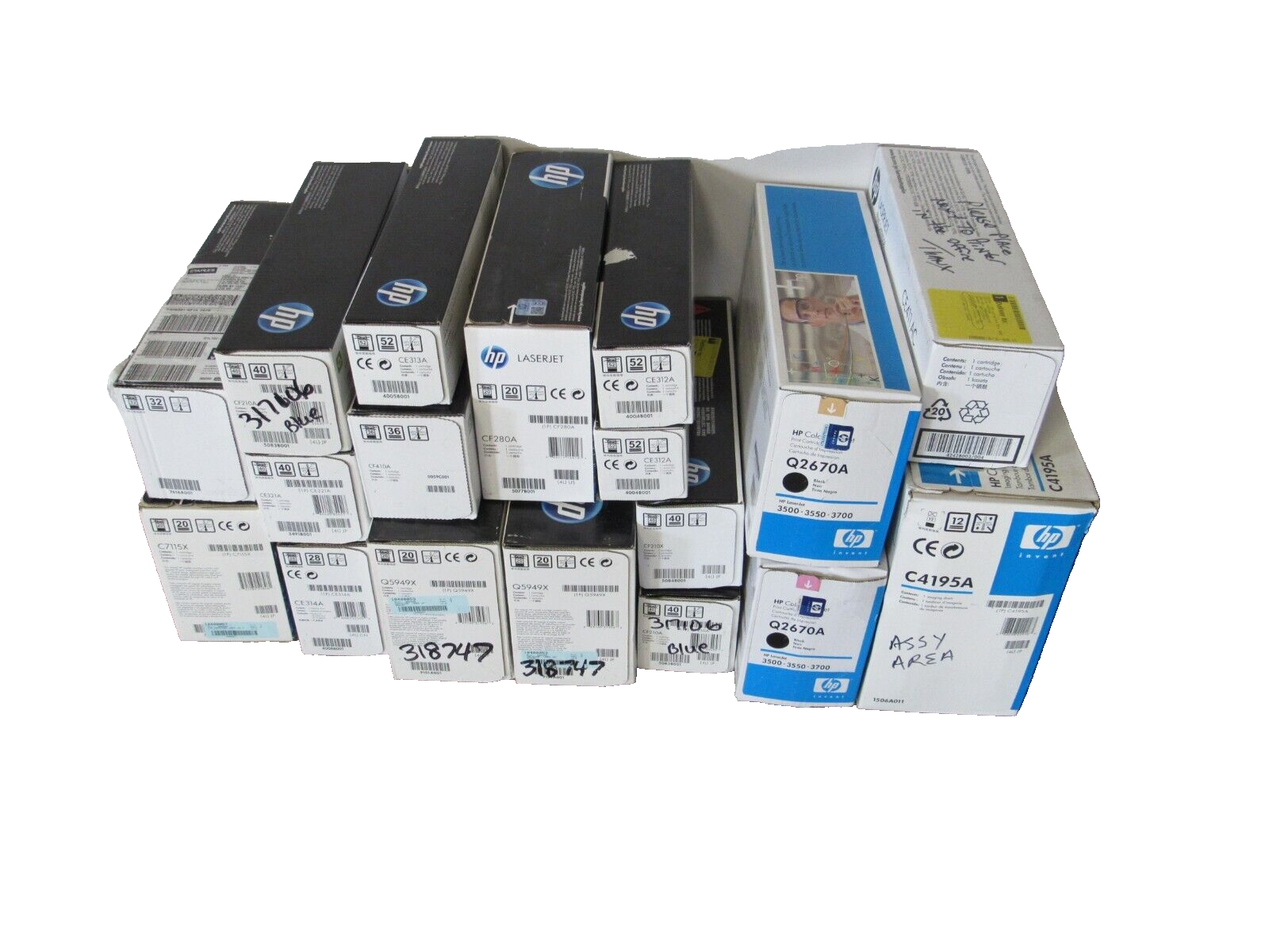 LOT OF 18 NEW HP PRINT CARTRIDGES C4195A Q2670A CF210A CE411AC Q5949X ...
