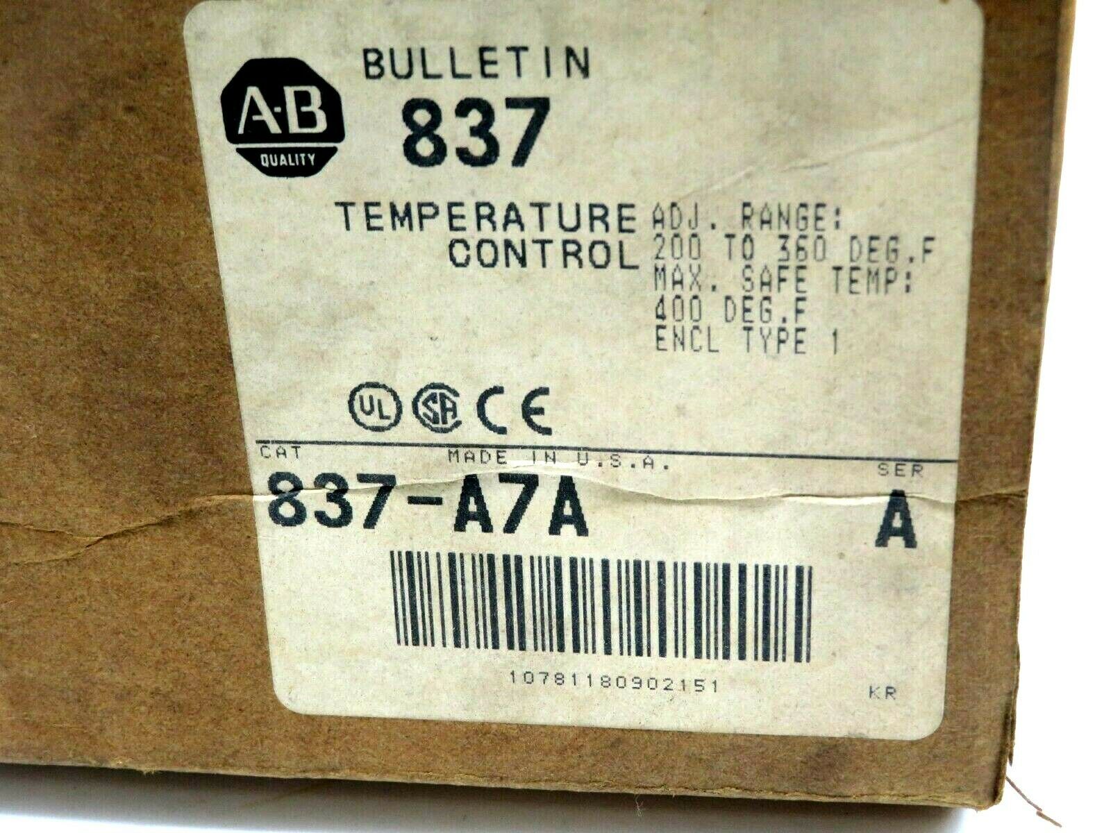 NEW ALLEN BRADLEY 837-A7A TEMPERATURE CONTROL SERIES A 837A7A - SB ...