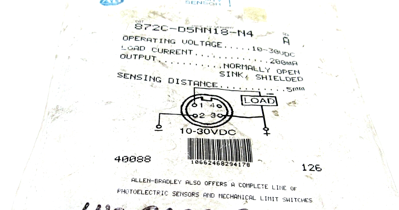 NEW ALLEN BRADLEY 872C-D5NN18-N4 INDUCTIVE PROX SENSOR 872CD5NN18N4 ...
