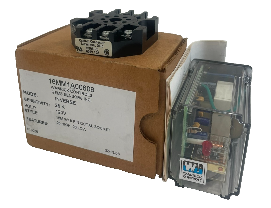 NEW GEMS WARRICK CONTROLS 16MM1A00606 RELAY 16M W/8 PIN OCTAL SOCKET ...