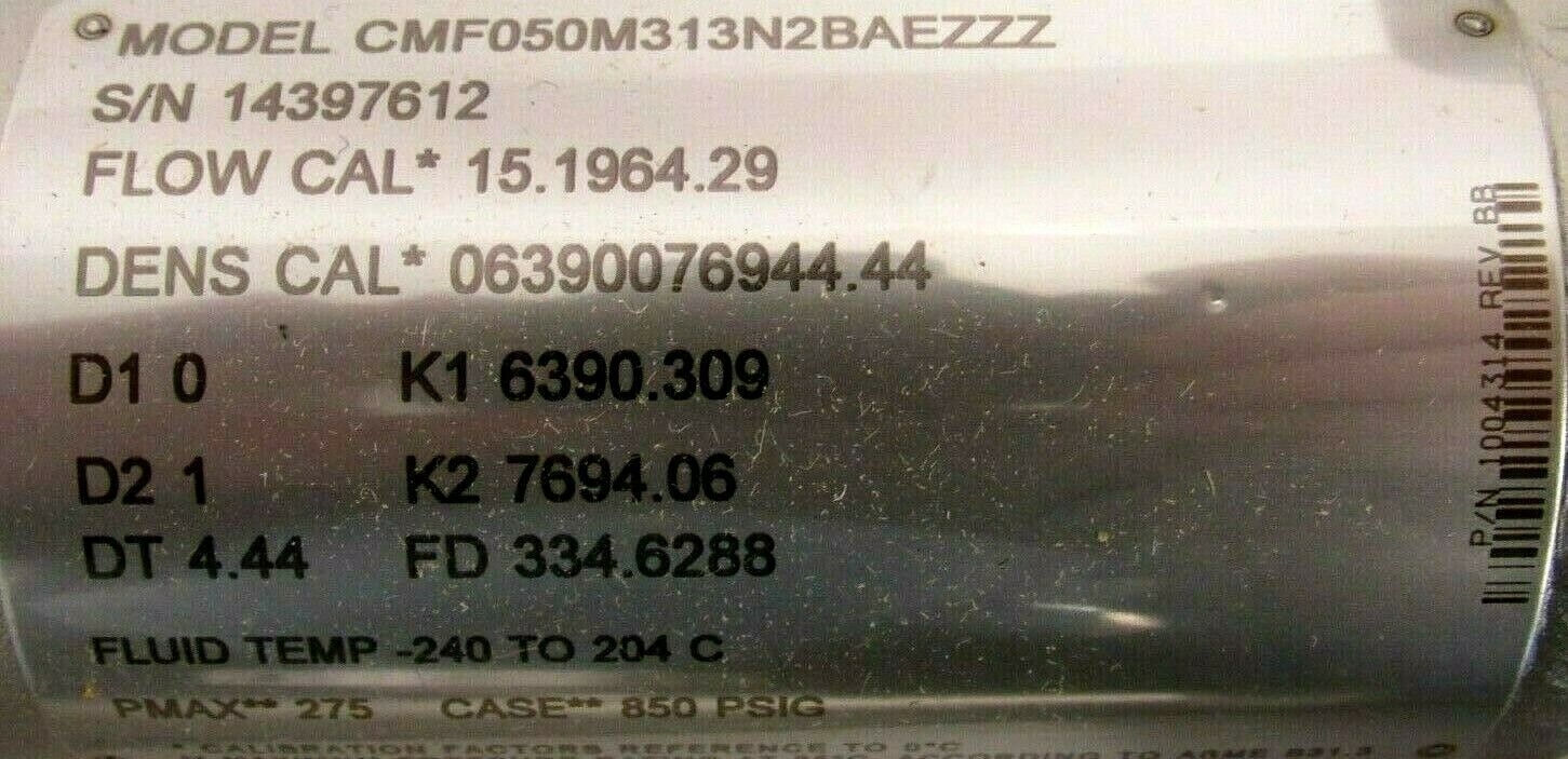 NEW MICRO MOTION CMF050M313N2BAEZZZ MASS FLOW SENSOR - SB Industrial ...