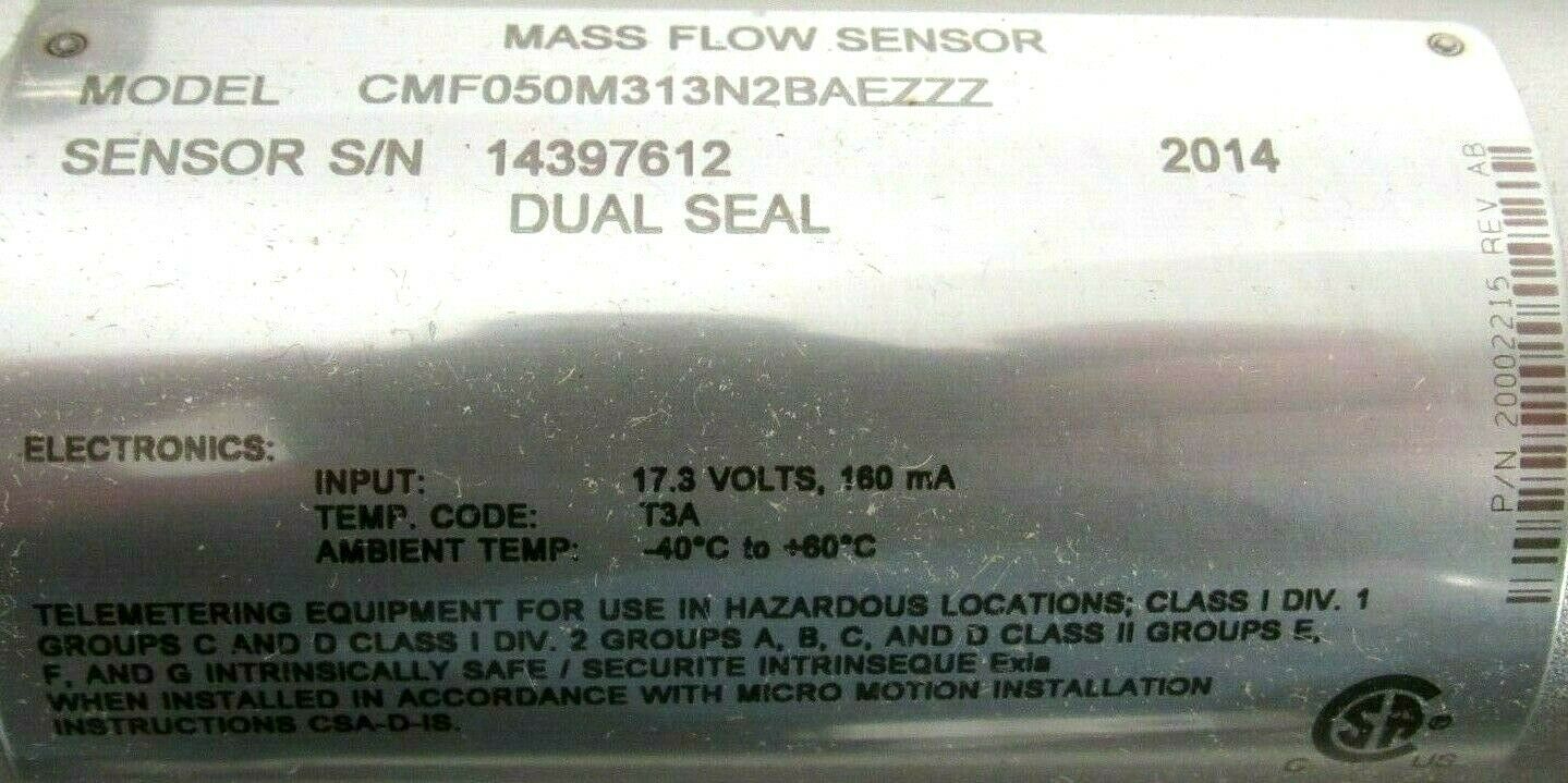 NEW MICRO MOTION CMF050M313N2BAEZZZ MASS FLOW SENSOR - SB Industrial ...