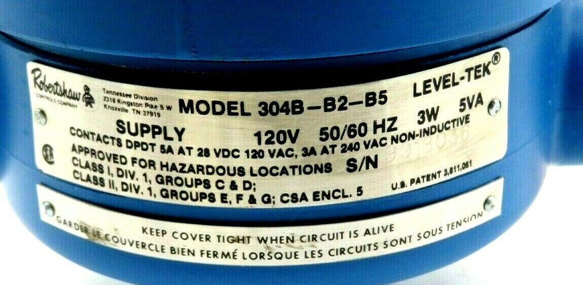 NEW ROBERTSHAW 304B-B2-B5 LEVEL CONTROL 120V 50/60HZ 304BB2B5 - SB ...