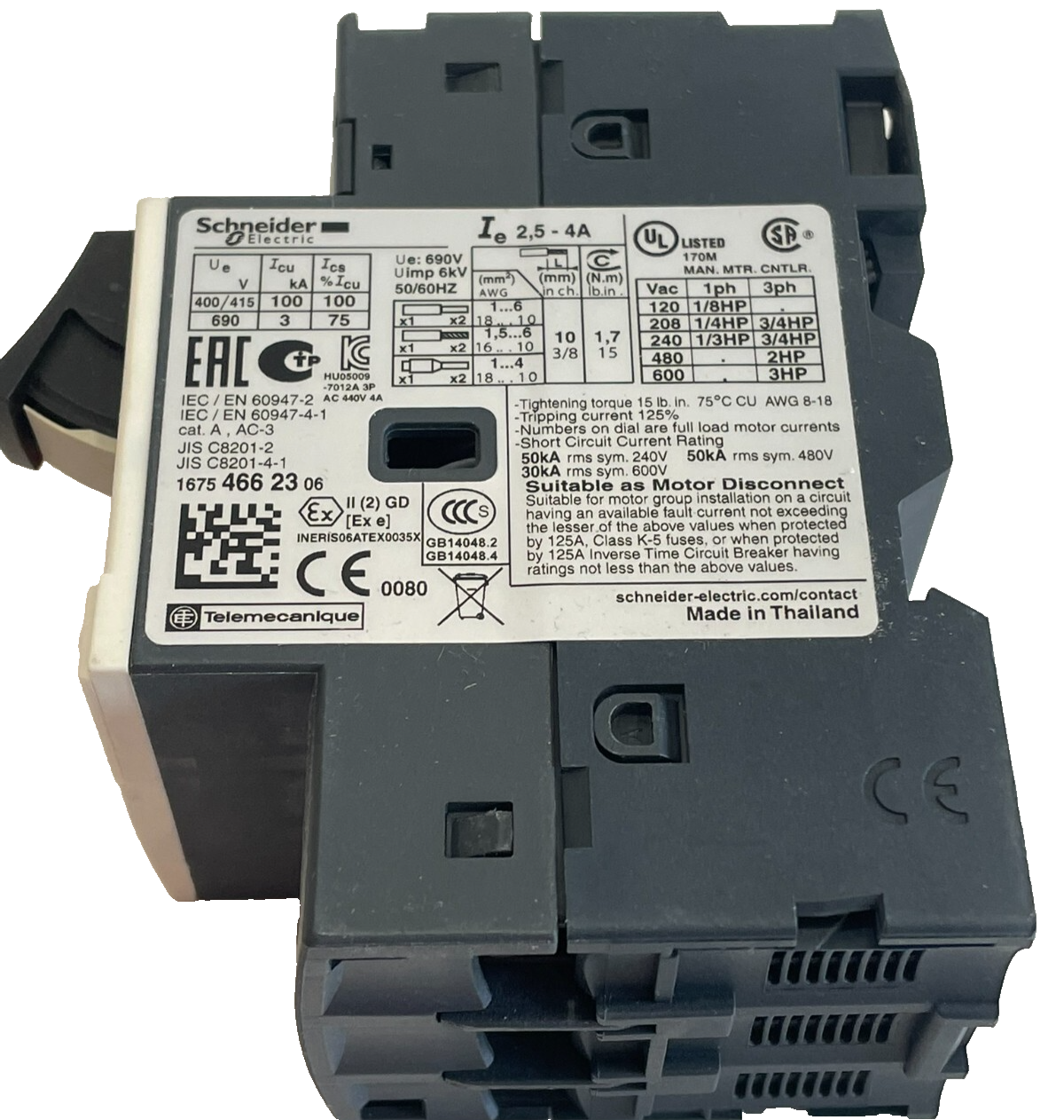 NEW SCHNEIDER ELECTRIC GV2-ME08 CIRCUIT BREAKER GV2ME08 - SB Industrial ...