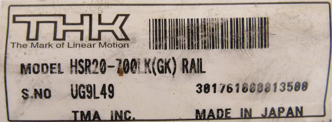 NEW THK HSR20-700LK LINEAR GUIDE RAIL HSR20700LK - SB Industrial Supply ...