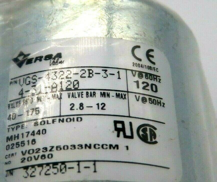 NEW VERSA VALVES VGS-4322-2B-3-14-31-A120 FOUR WAY VALVE ...