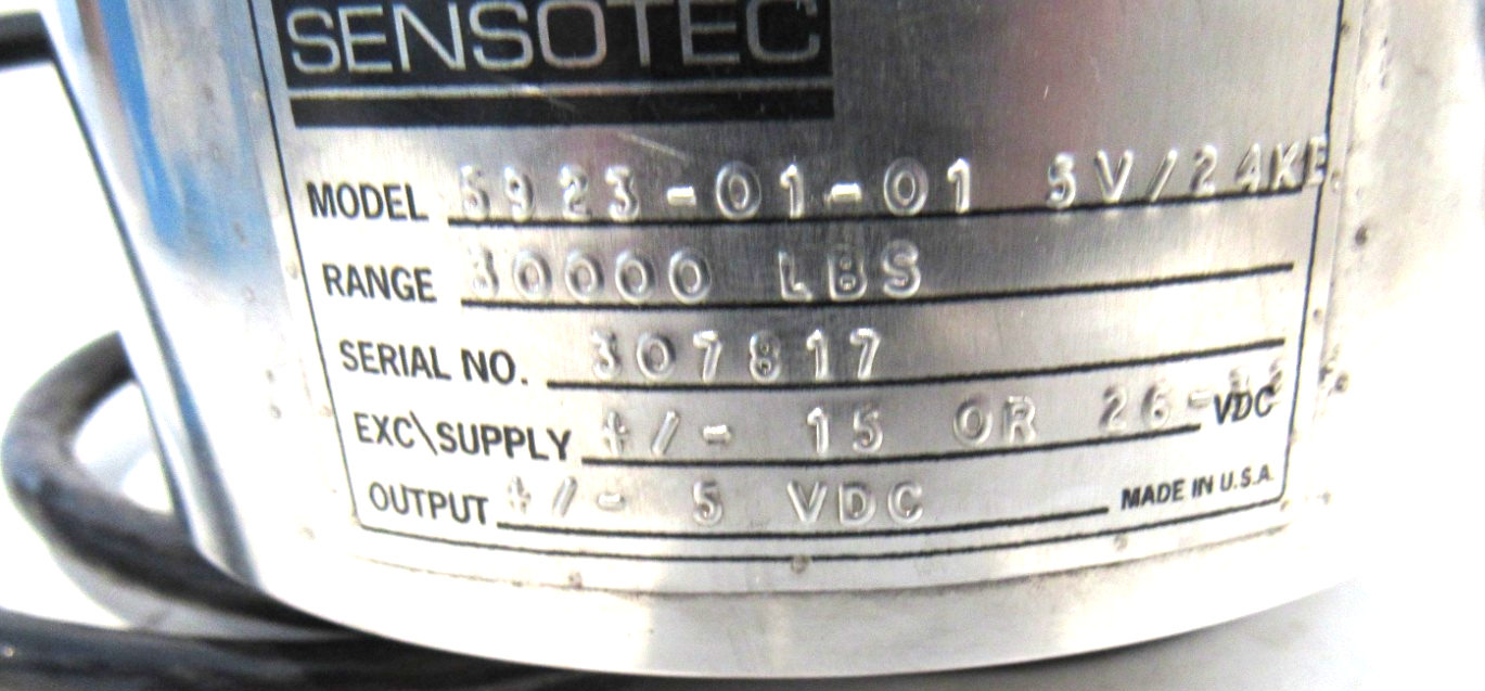 REPAIRED SENSOTEC 6923-01-01 LOAD CELL 69230101 - SB Industrial Supply ...