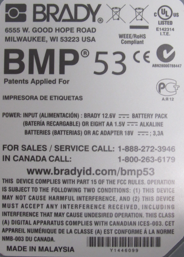 USED BRADY BMP53 PORTABLE LABEL PRINTER - SB Industrial Supply, Inc.