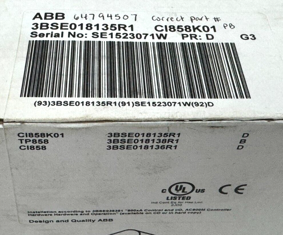 NEW ABB 3BSE18135R1 DRIVEBUS INTERFACE 64794507 CI858 - SB Industrial ...