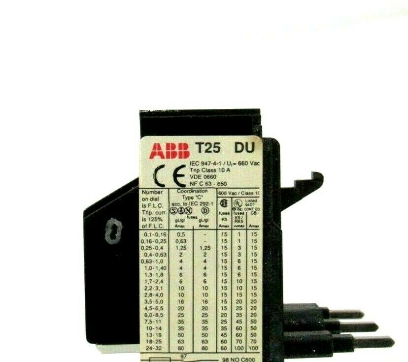 NEW ABB T25DU 6.5 OVERLOAD RELAY T25DU65 - SB Industrial Supply, Inc.