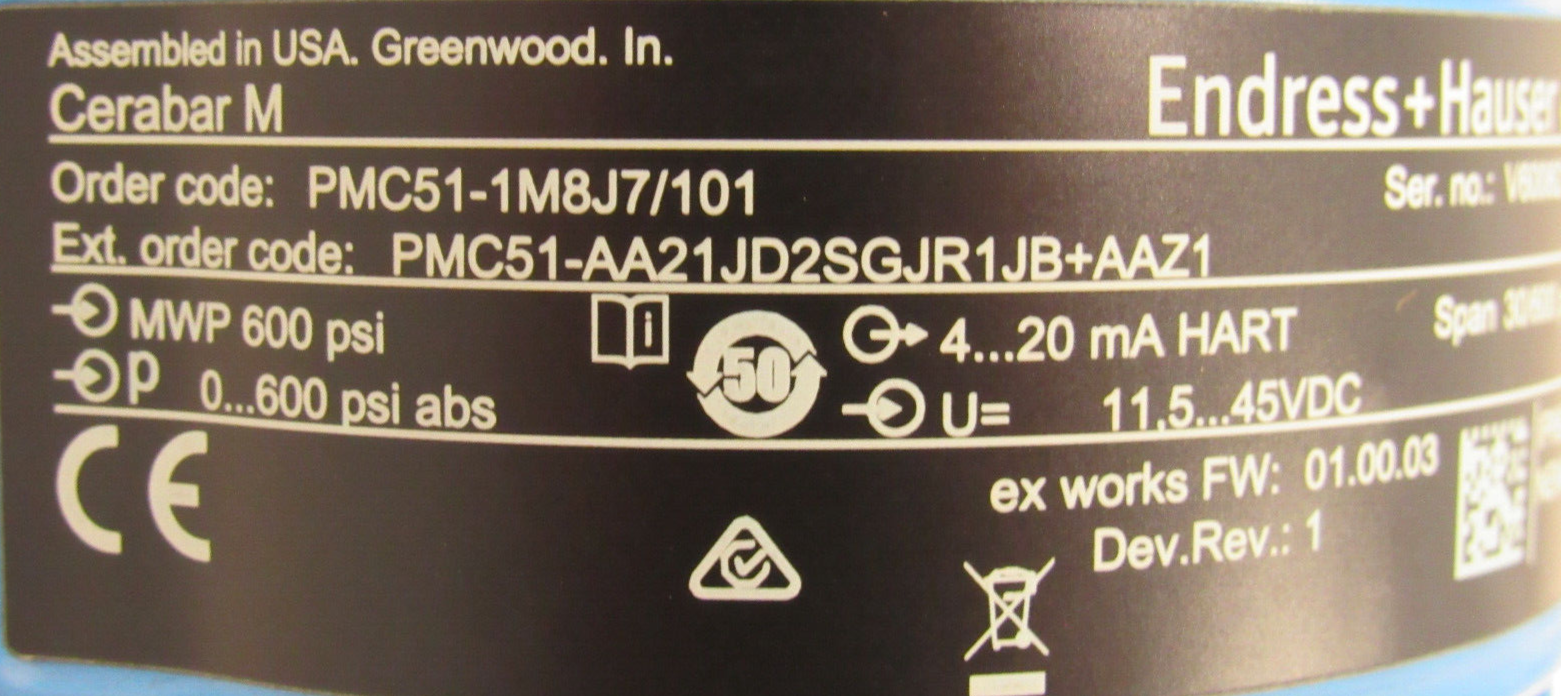 NEW ENDRESS+HAUSER PMC51-1M8J7/101 TRANSMITTER PMC511M8J7101 - SB ...