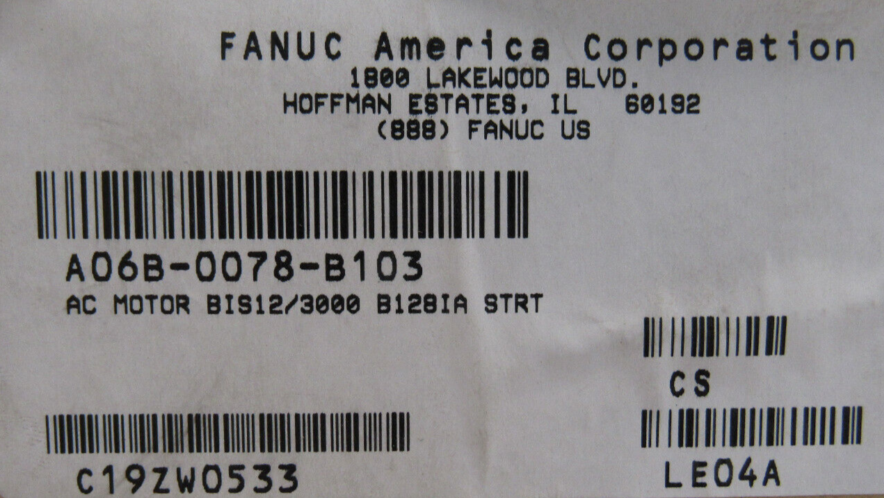 NEW FANUC A06B-0078-B103 SERVO MOTOR A06B0078B103 - SB Industrial ...