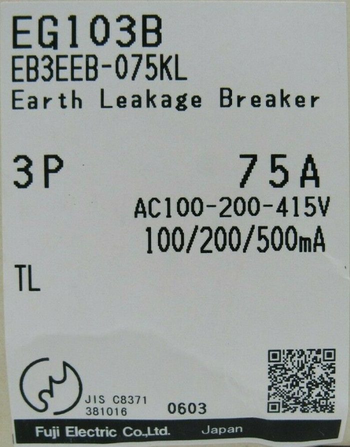 NEW FUJI ELECTRIC EG103B CIRCUIT BREAKER 75A 3 POLE EB3EEB-075K - SB ...
