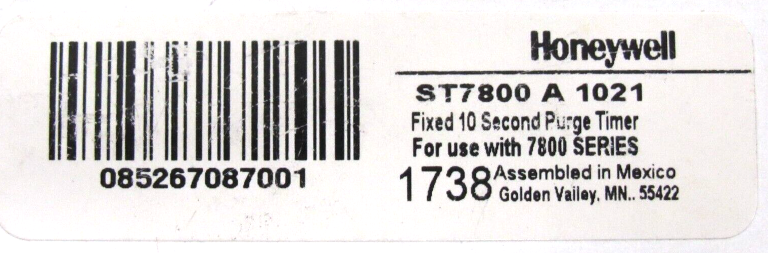 NEW HONEYWELL ST7800-A-1021 PURGE TIMER 10 SEC ST7800A1021 - SB ...