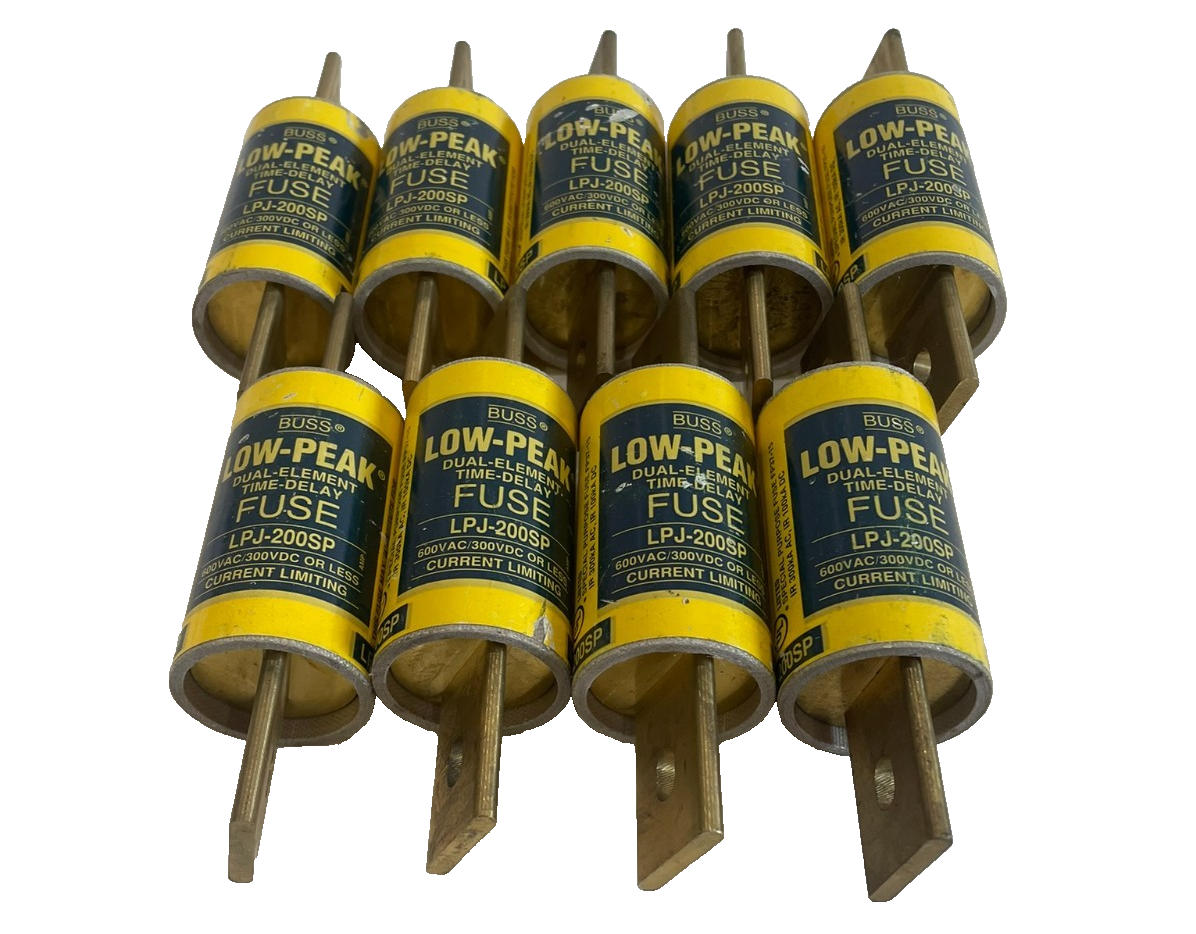 NEW LOT OF 9 BUSSMANN LPJ-200SP FUSES 600VAC 300VDC LPJ200SP - SB ...