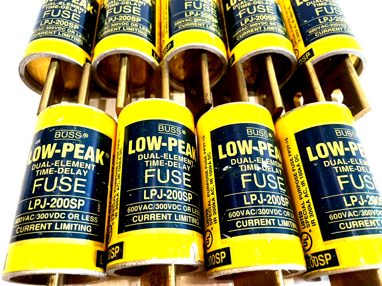 NEW LOT OF 9 BUSSMANN LPJ-200SP FUSES 600VAC 300VDC LPJ200SP - SB ...