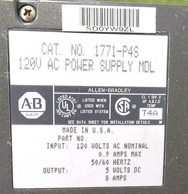 USED ALLEN BRADLEY 1771-P4S POWER SUPPLY MODULE 1771P4S - SB Industrial ...