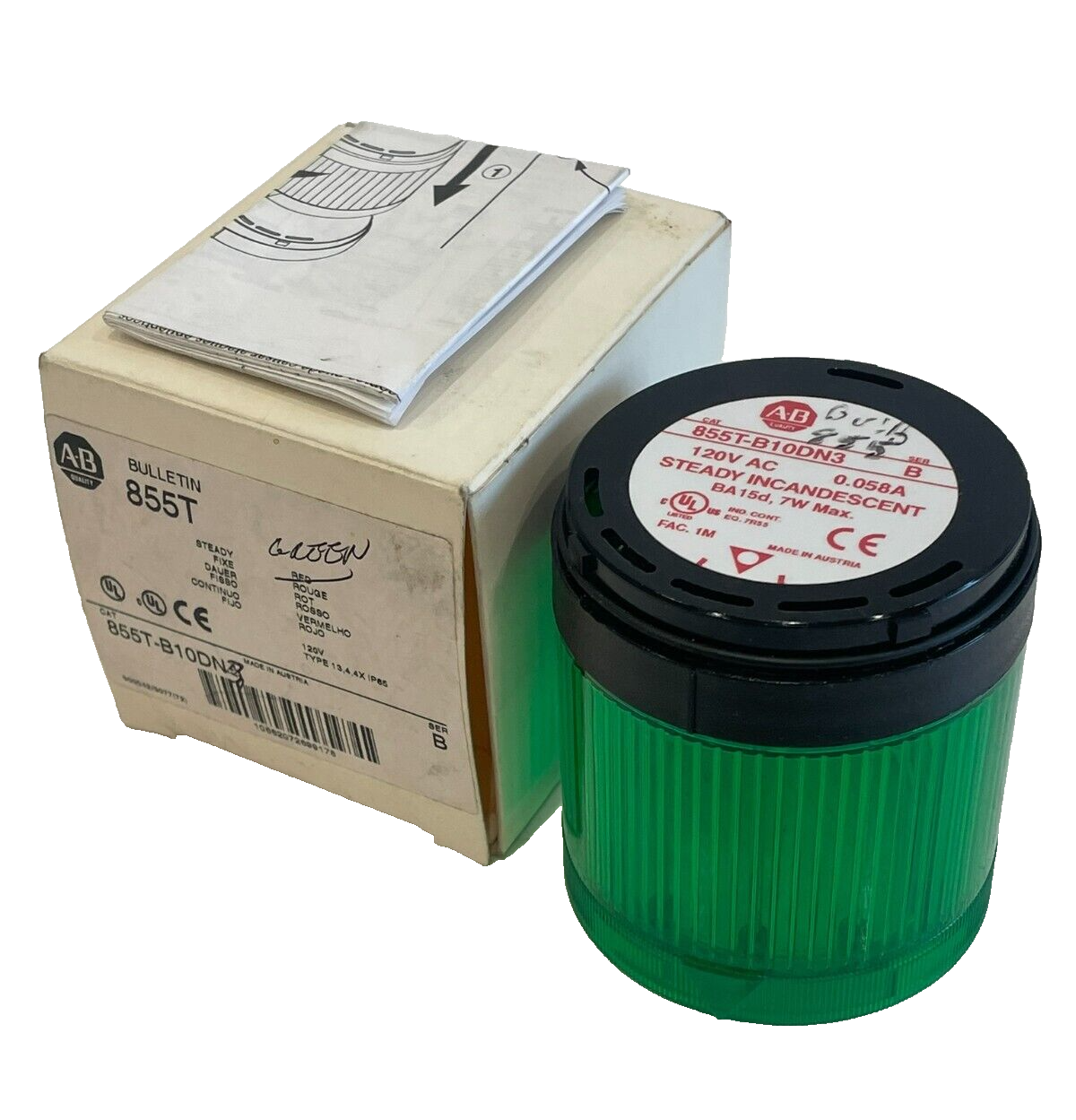 ALLEN BRADLEY 855T-B10DN3 STACK LIGHT 855TB10DN3 NEW, SURPLUS - SB ...