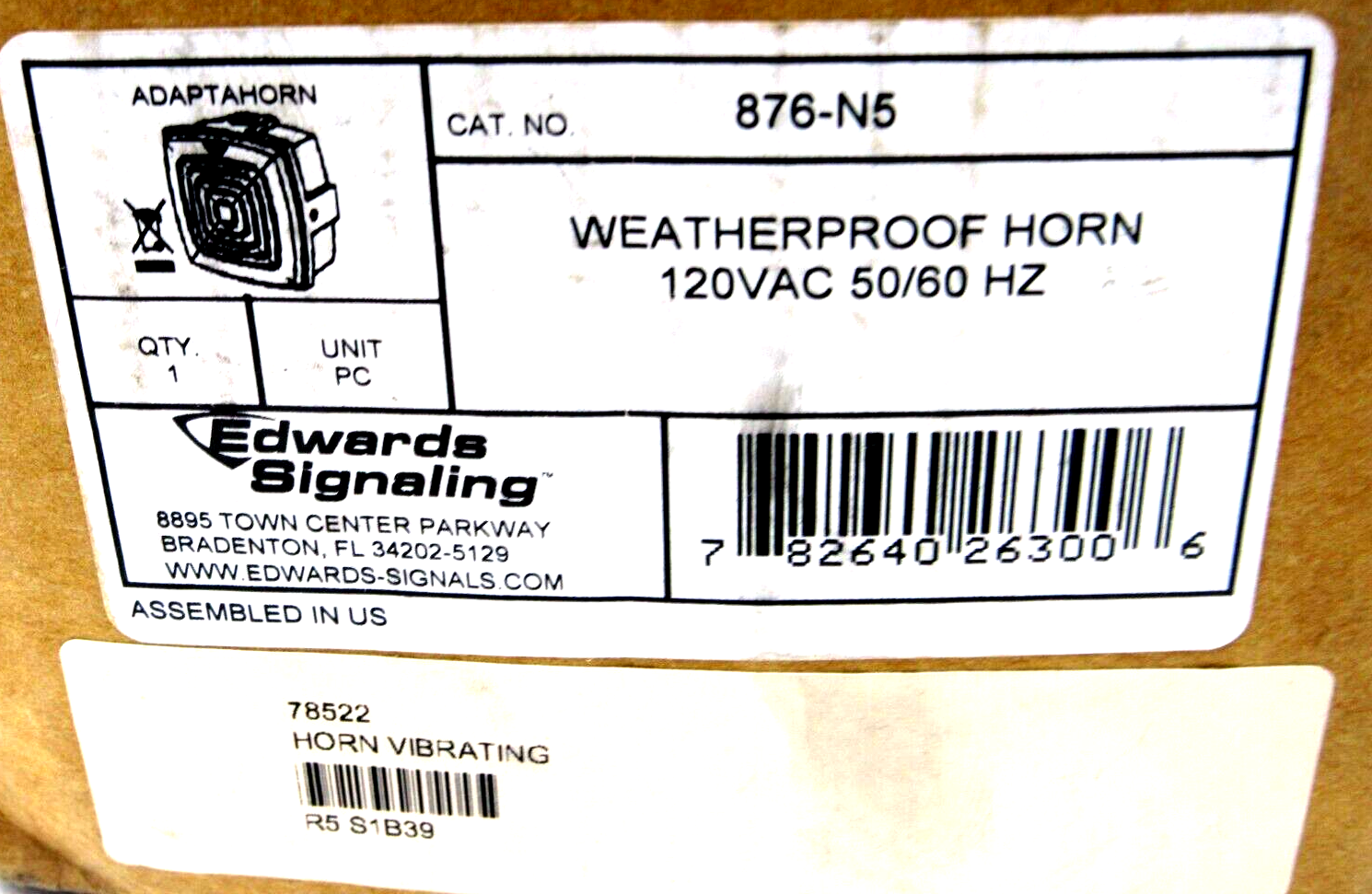NEW EDWARDS SIGNALING 876-N5 WEATHERPROOF HORN 876N5 - SB Industrial ...