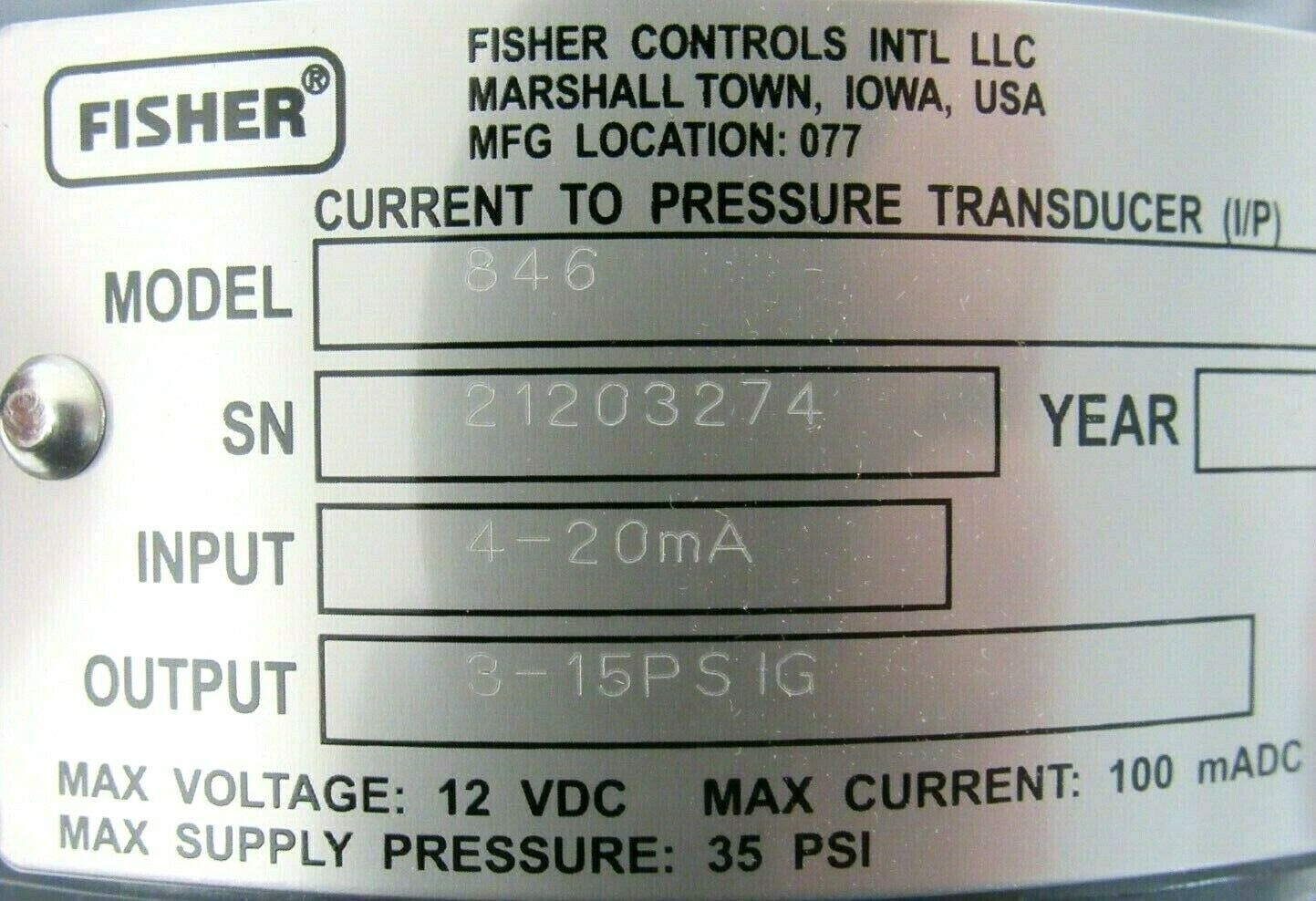 NEW EMERSON 846-738-110315 CURRENT PRESSURE TRANSDUCER 846738110315 ...
