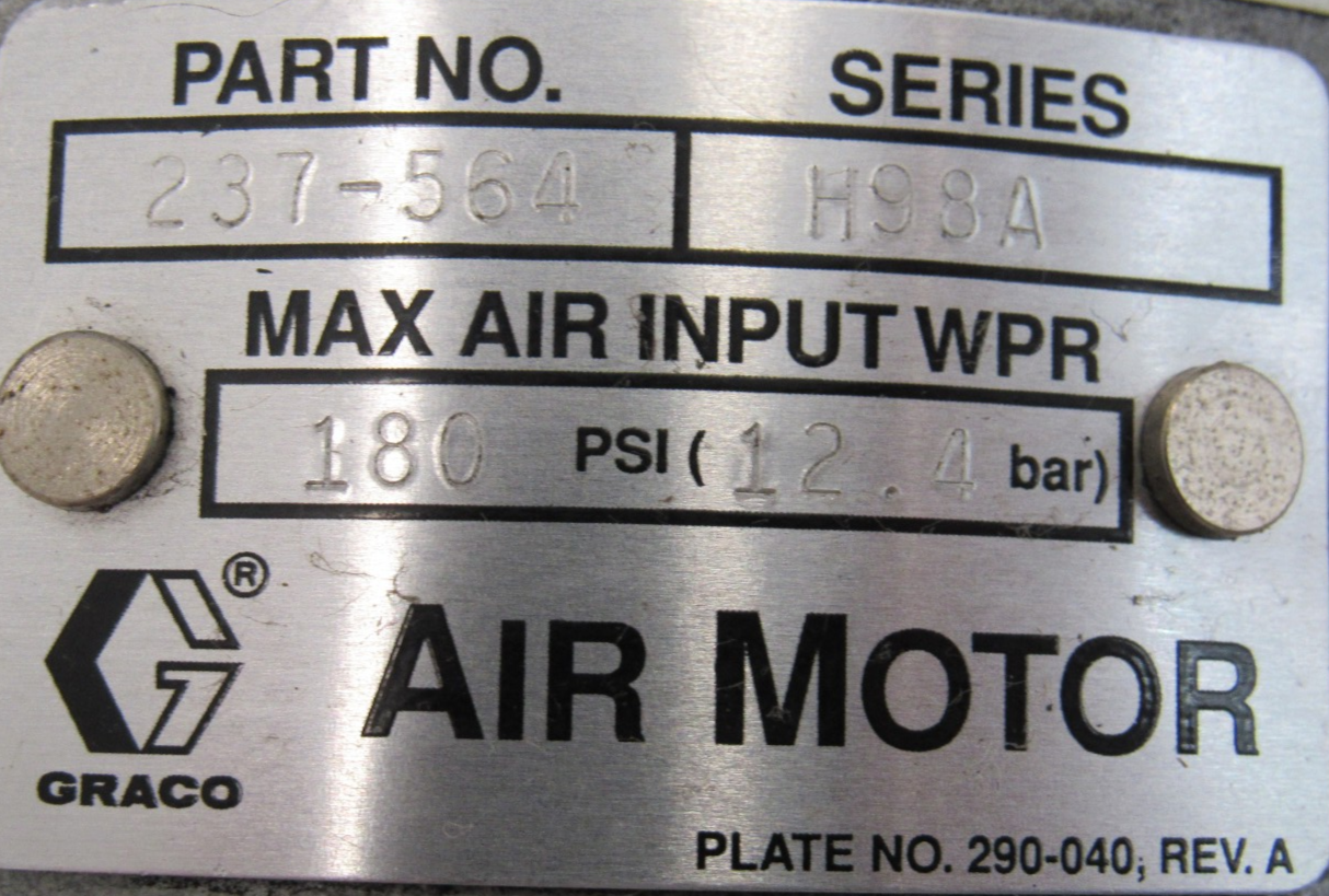 NEW GRACO 237-526 PUMP 237-564 AIR MOTOR H98A SERIES 237526 - SB ...