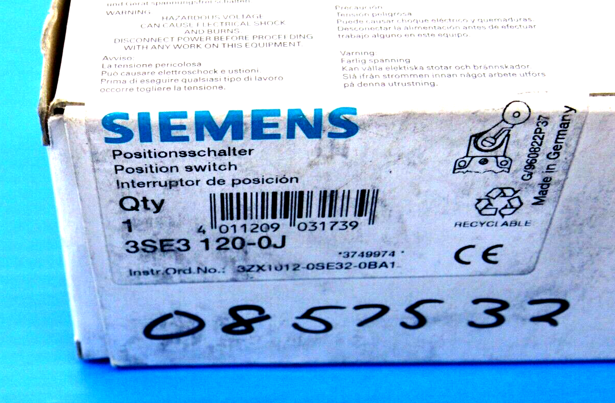 NEW SIEMENS 3SE3 120-0J POSITION SWITCH 3SE31200J - SB Industrial ...