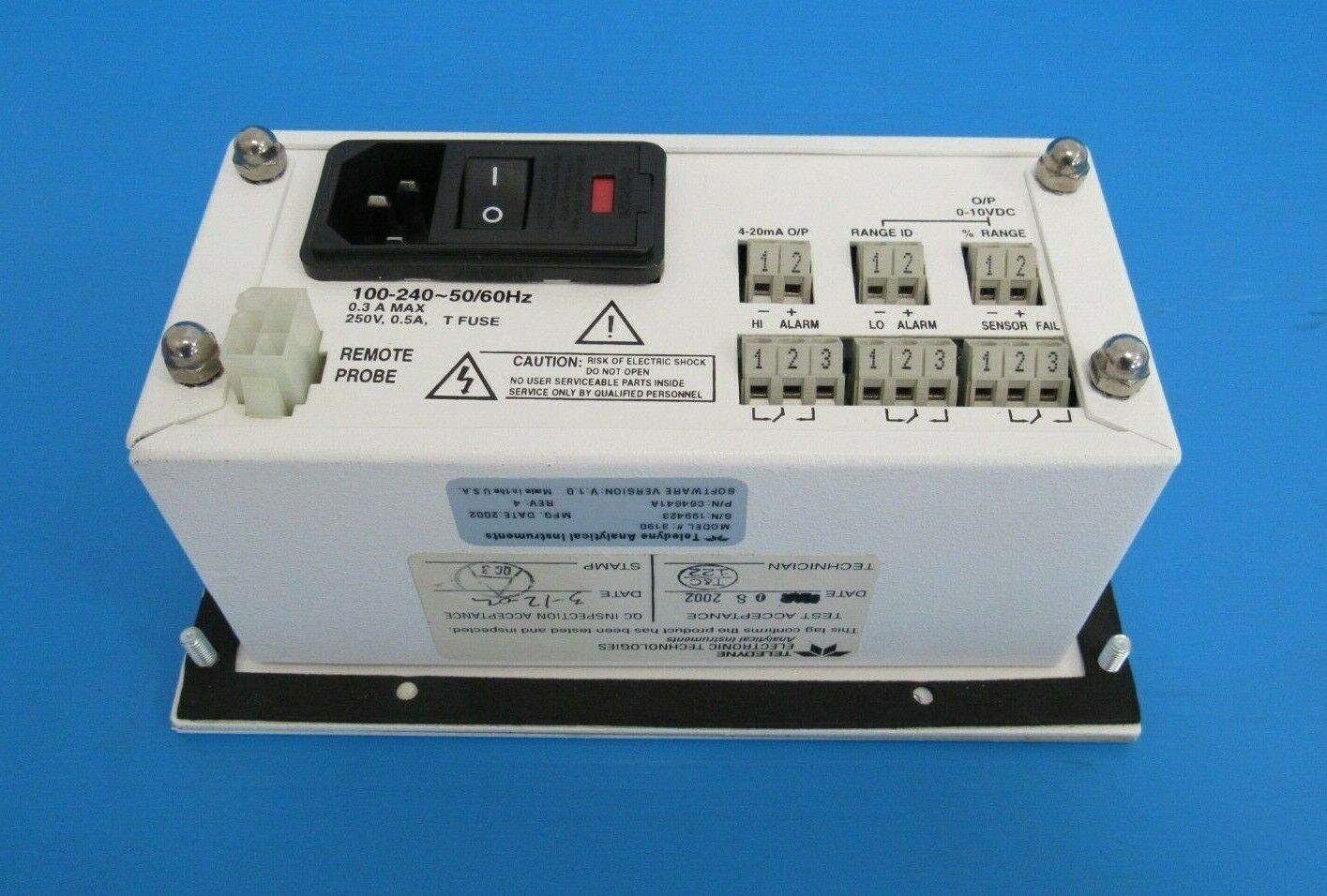 NEW TELEDYNE 3190 TRACE OXYGEN ANALYZER C64641A - SB Industrial Supply ...