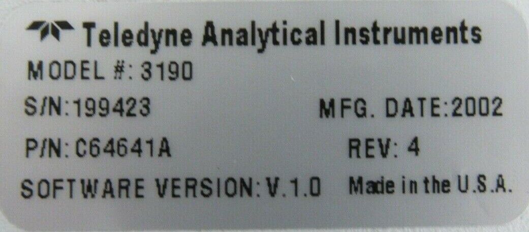 NEW TELEDYNE 3190 TRACE OXYGEN ANALYZER C64641A - SB Industrial Supply ...