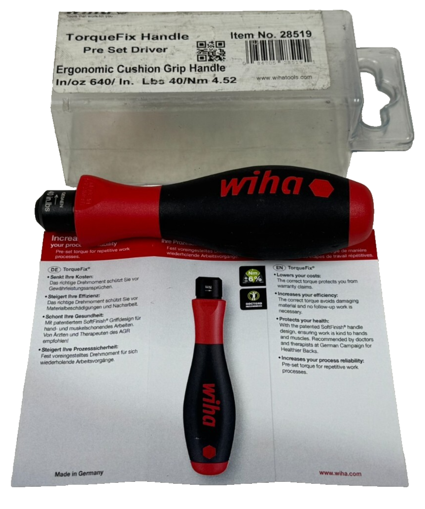 NEW WIHA 28519 TORQUEFIX HANDLE PRE-SET DRIVER 40-In/lbs - SB Industrial Supply, Inc.