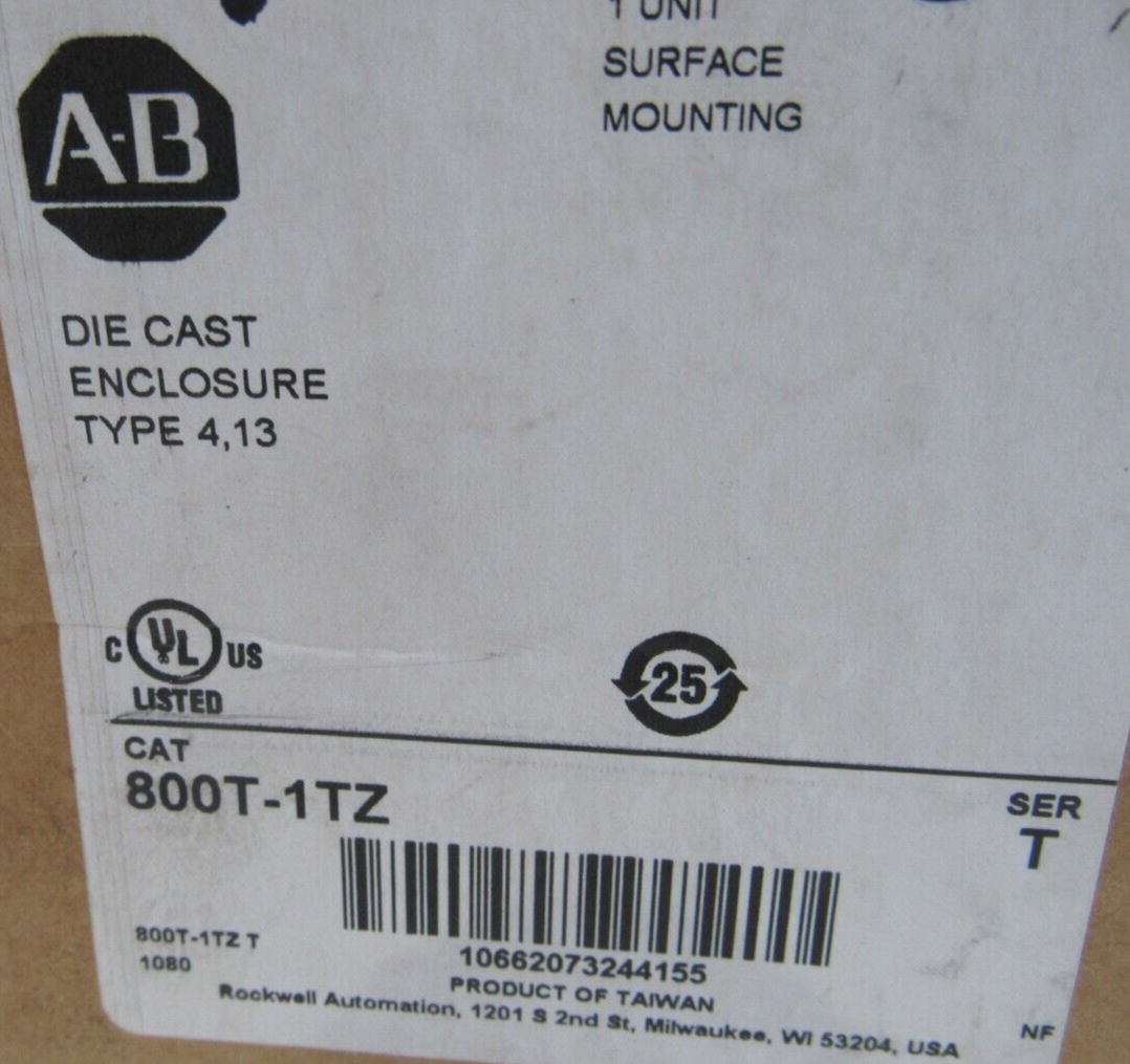 ALLEN BRADLEY 800T-1TZ DIE CAST ENCLOSURE 800T1TZ SERIES T NEW, SURPLUS ...