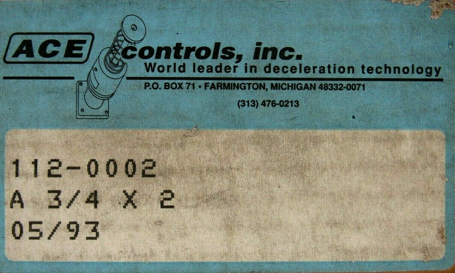 NEW ACE CONTROLS 112-0002 SHOCK ABSORBER 3/4x2 1120002 - SB Industrial ...