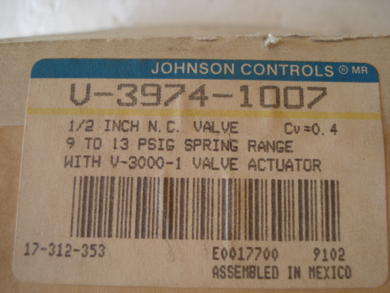 NEW JOHNSON CONTROLS V-3974-1007 - SB Industrial Supply, Inc.