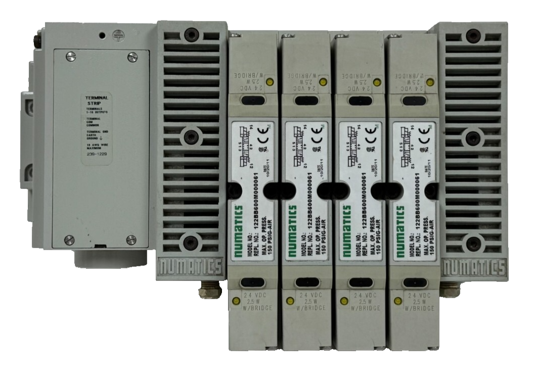 NEW NUMATICS 239-1229 TERMINAL STRIP BLOCK W/ 4) 122BB600M000061 VALVES ...