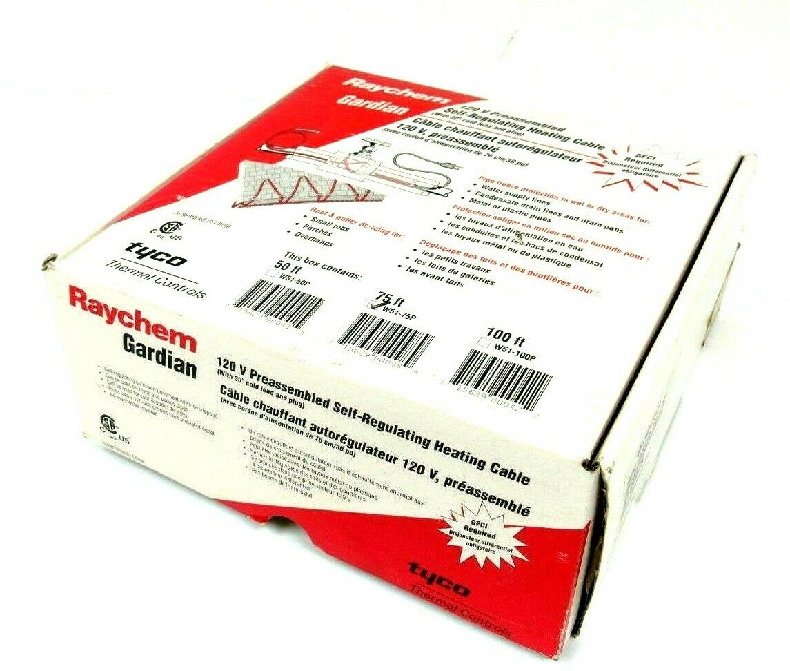 NEW RAYCHEM W51-75P HEATING CABLE 75' 120V W5175P - SB Industrial ...