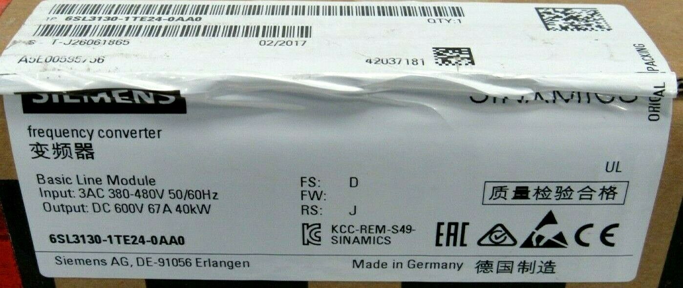 NEW SEALED SIEMENS 6SL3130-1TE24-0AA0 BASIC LINE MODULE ...