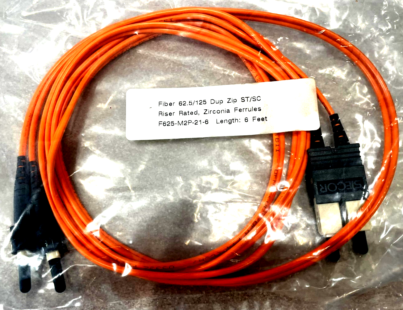 NEW SIECOR ST/SC FIBER OPTIC CABLE 62.5/125 6FT. LOT OF 6 - SB ...