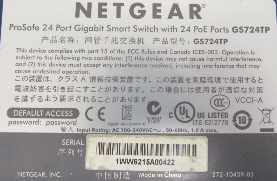 USED NETGEAR GS724TP ETHERNET SWITCH PROSAFE 24 PORT - SB Industrial ...